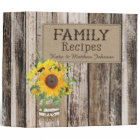 Rustic Sunflower Recipe Book Binder | Zazzle