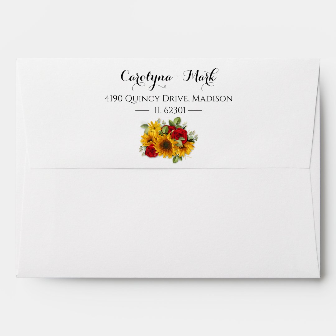 Rustic Sunflower & Roses Envelope | Zazzle