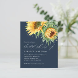 Rustic Sunflower Script Bridal Shower Invitations | Zazzle