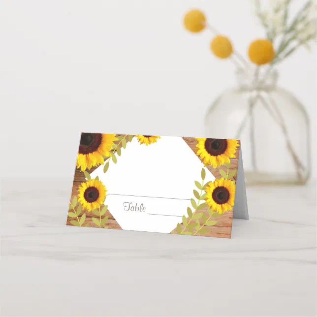 Rustic Sunflower Table Number Place Cards | Zazzle
