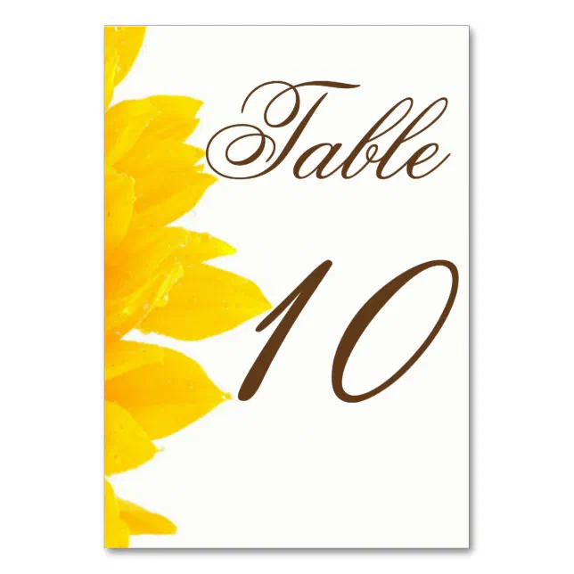 Rustic Sunflower Table Numbers | Zazzle