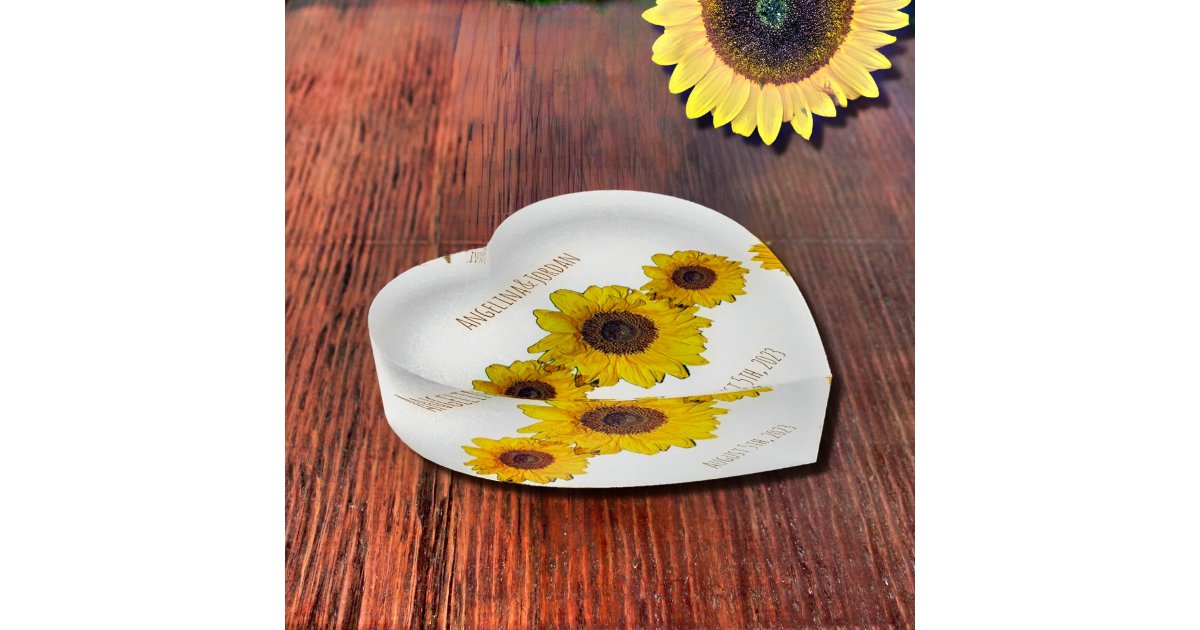 rustic sunflower trio for weddings paperweight | Zazzle