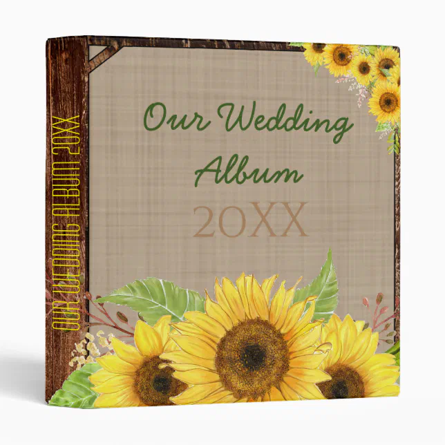 Rustic Sunflower Wedding Binder | Zazzle