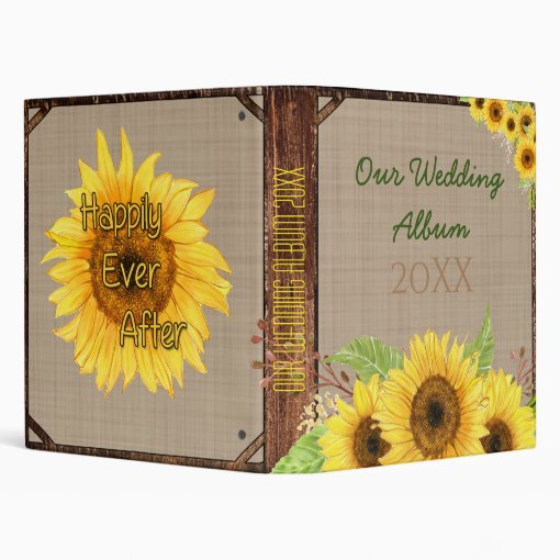 Rustic Sunflower Wedding Binder | Zazzle