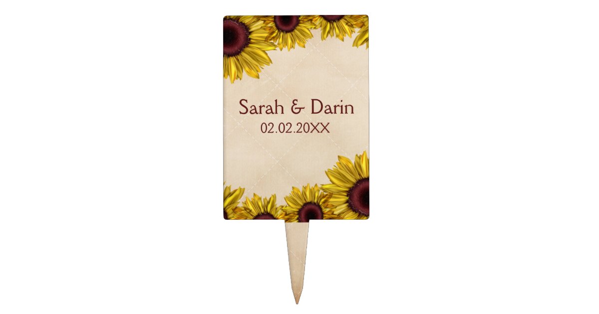 Rustic Sunflower Wedding Cake Topper | Zazzle