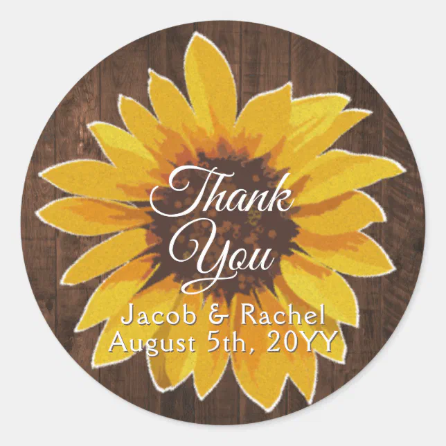 Rustic Sunflower Wedding Favor Labels | Zazzle
