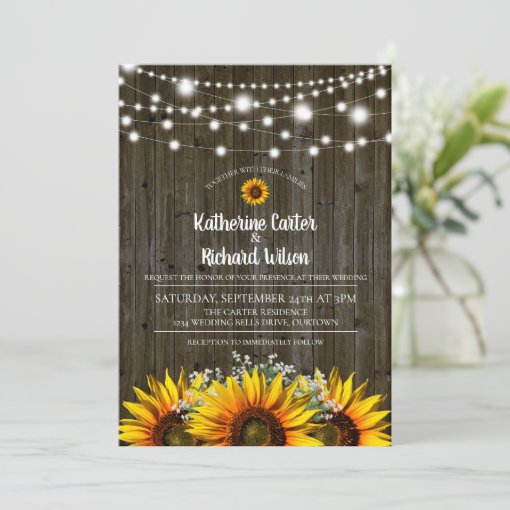 Rustic Sunflower Wedding Invitation | Zazzle