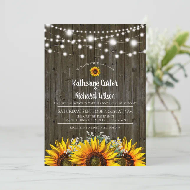 Rustic Sunflower Wedding Invitation | Zazzle