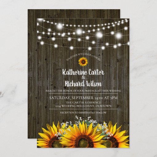Rustic Sunflower Wedding Invitation | Zazzle