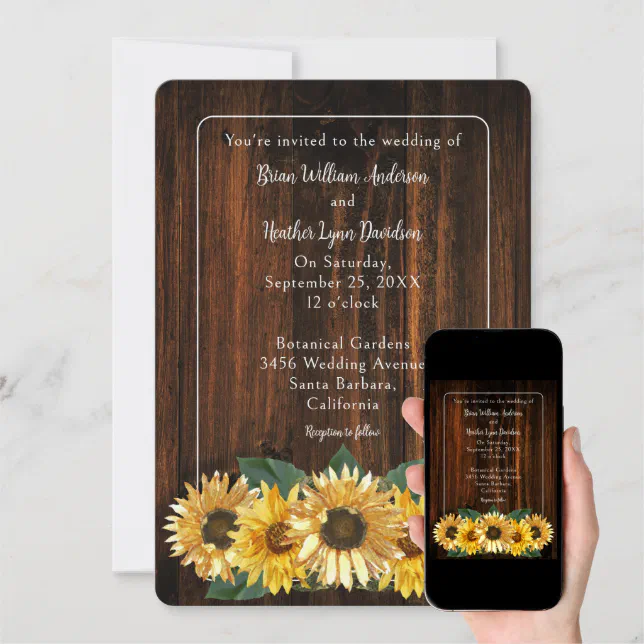 Rustic Sunflower Wedding Invitation | Zazzle