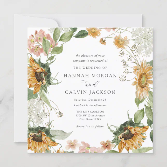Rustic Sunflower Wedding Invitation | Zazzle