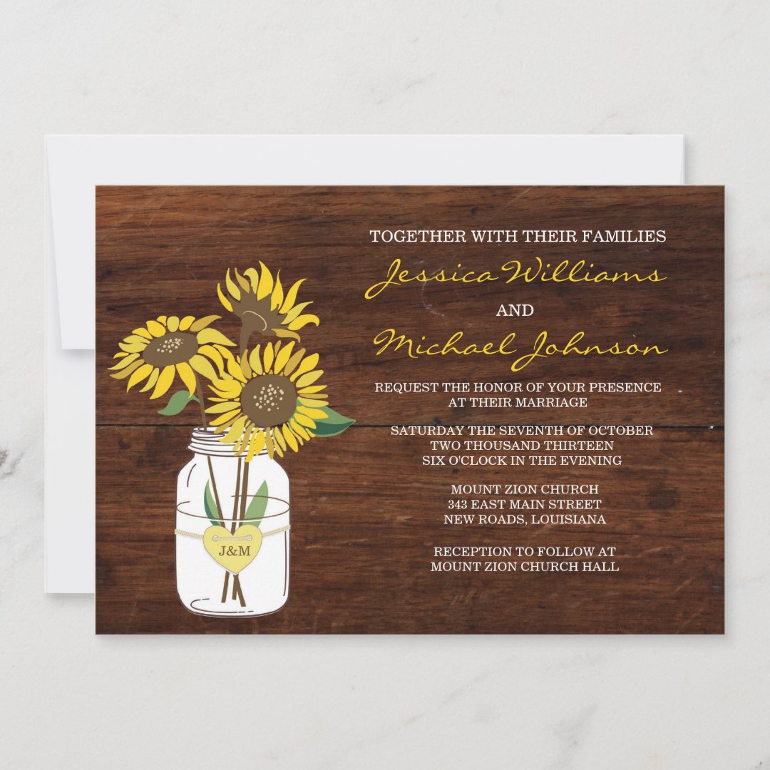 Rustic Sunflower Wedding Invitation | Zazzle