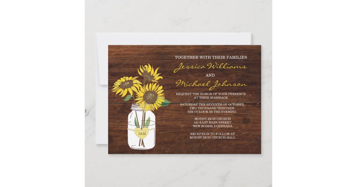 Rustic Sunflower Wedding Invitation | Zazzle