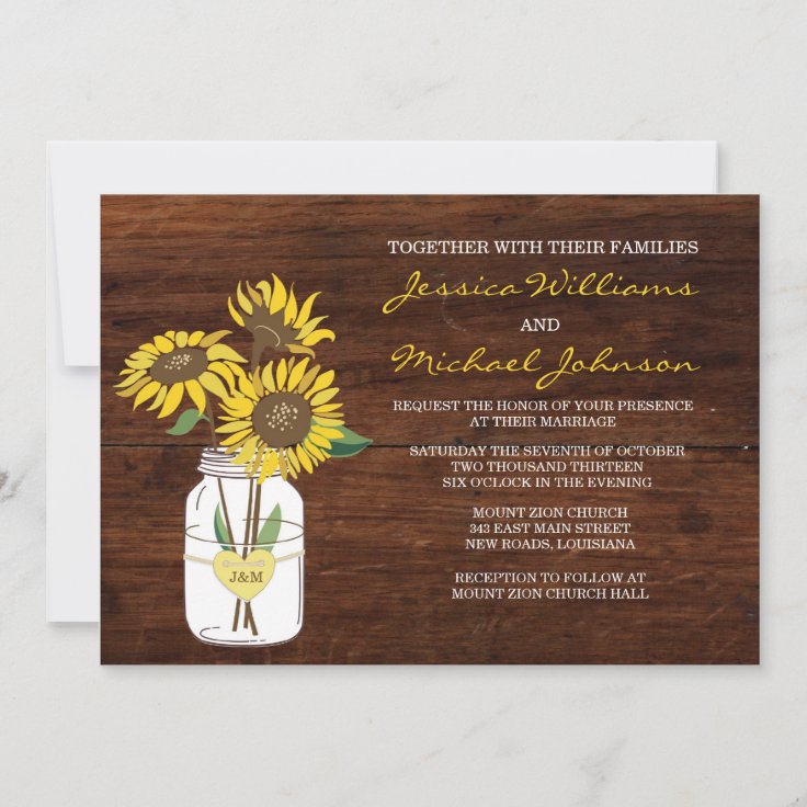 Rustic Sunflower Wedding Invitation | Zazzle
