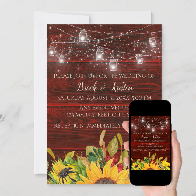 Rustic Sunflower Wedding Invitation | Zazzle