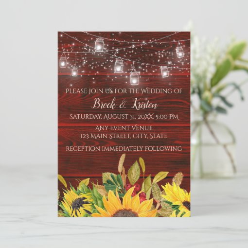 Rustic Sunflower Wedding Invitation | Zazzle
