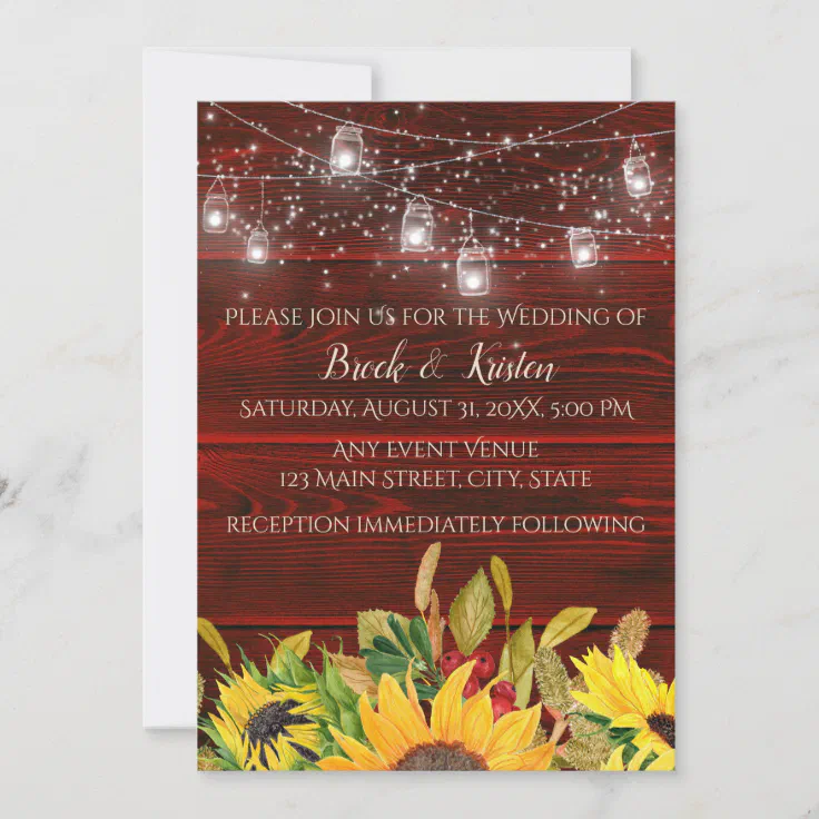 Rustic Sunflower Wedding Invitation | Zazzle