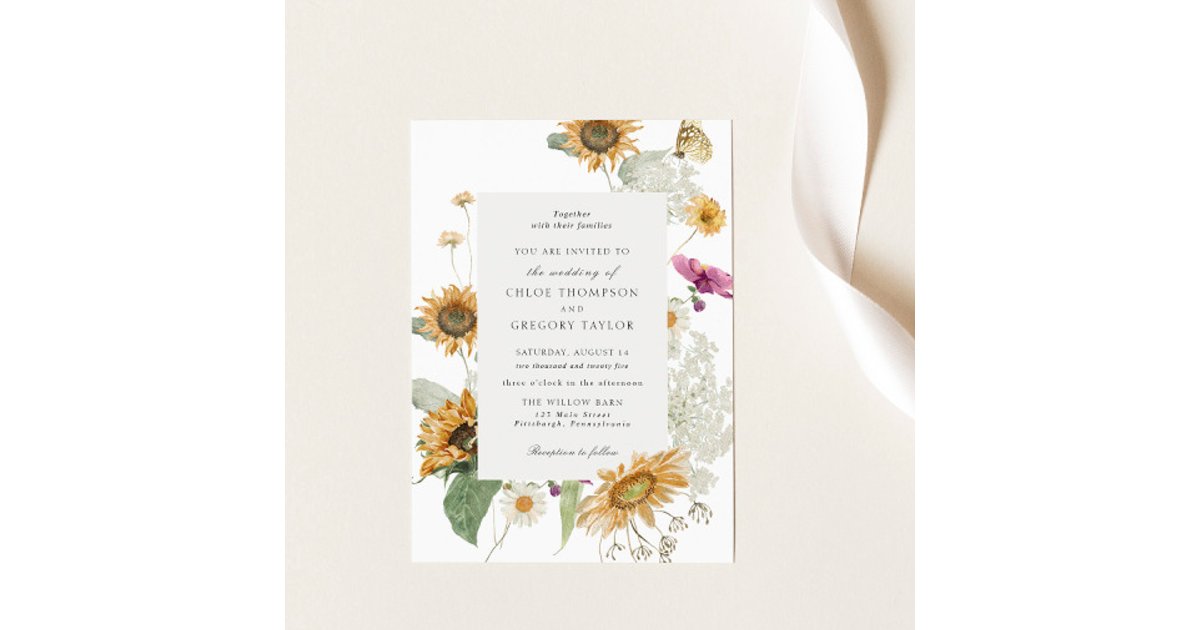 Rustic Sunflower Wedding Invitation | Zazzle