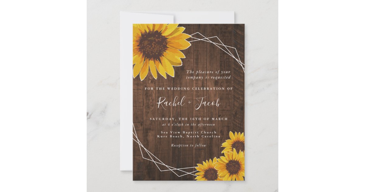 Rustic Sunflower Wedding Invitation | Zazzle