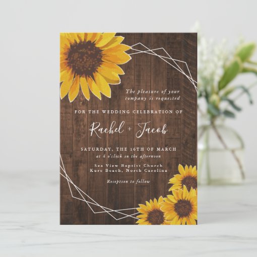 Rustic Sunflower Wedding Invitation | Zazzle
