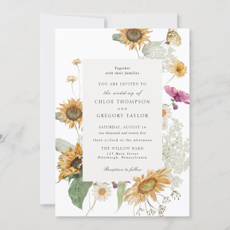 Rustic Sunflower Wedding Invitation | Zazzle