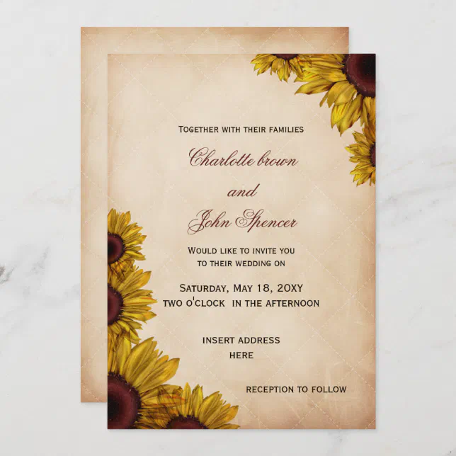 Rustic Sunflower Wedding Invitations | Zazzle