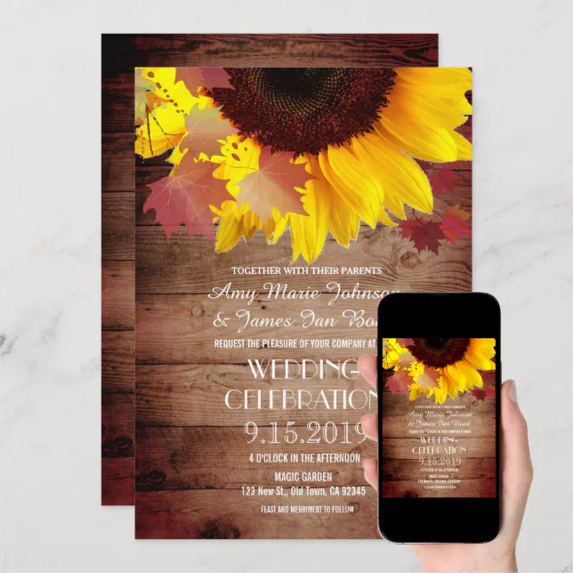 Rustic Sunflower Wedding Invitations | Zazzle