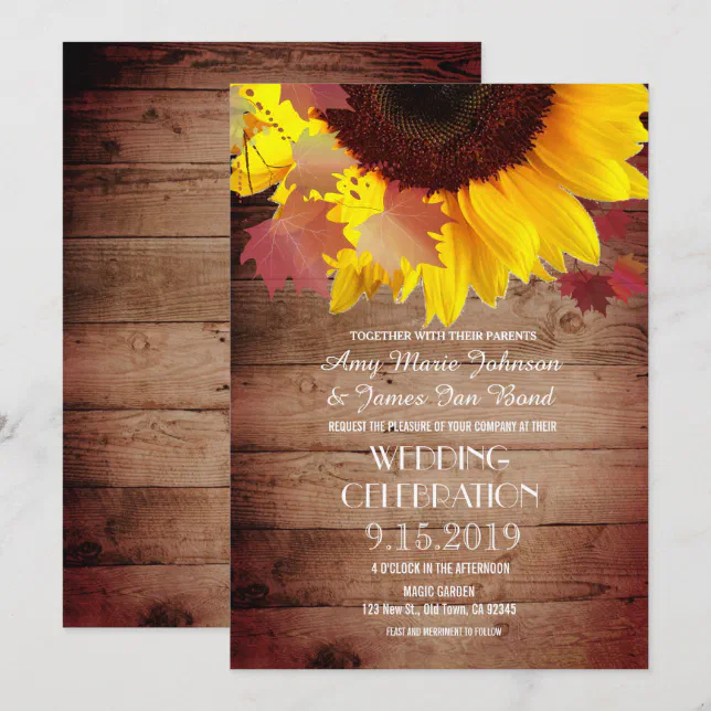 Rustic Sunflower Wedding Invitations | Zazzle