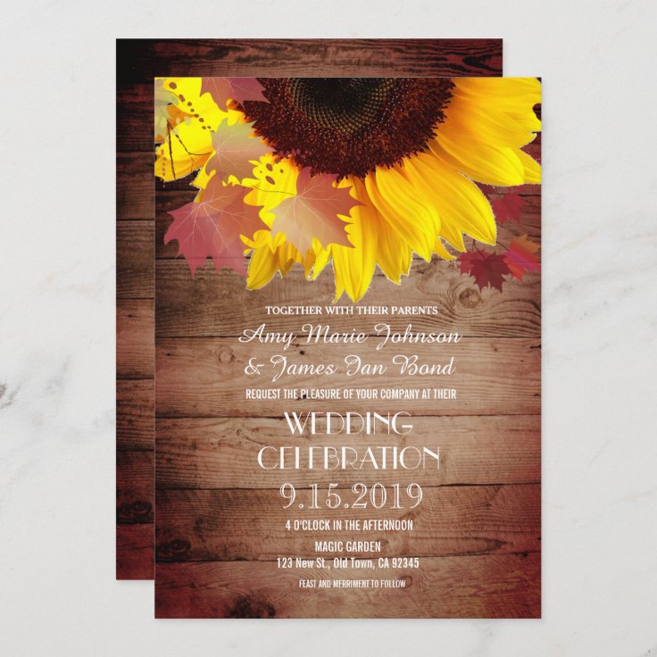 Rustic Sunflower Wedding Invitations | Zazzle