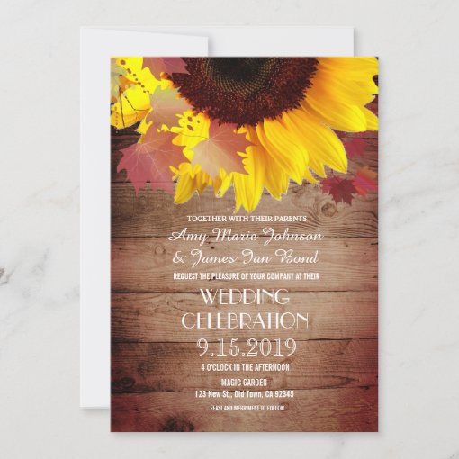 Rustic Sunflower Wedding Invitations | Zazzle