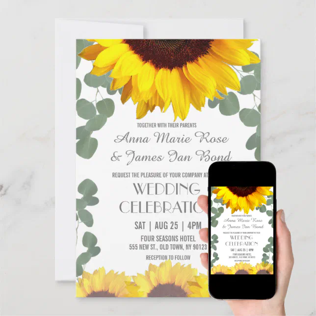 Rustic Sunflower Wedding Invitations | Zazzle