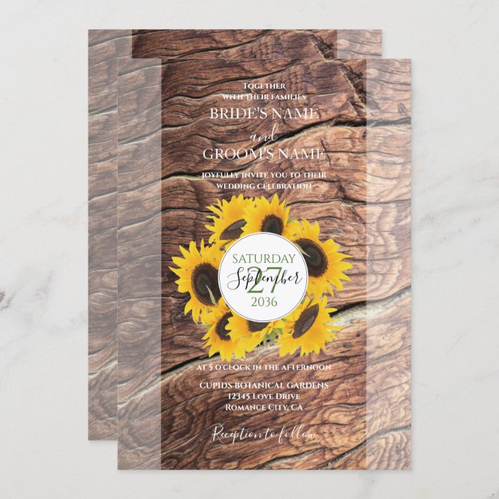 Rustic Sunflower Wedding Invitations | Zazzle.com