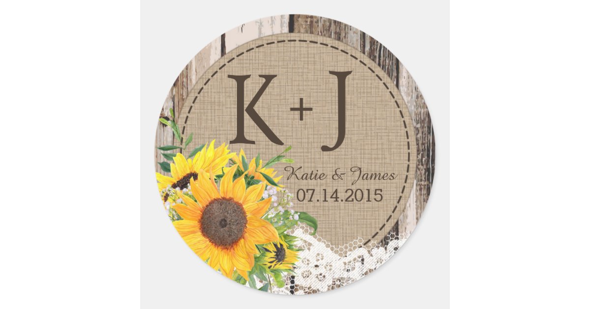 Rustic Sunflower Wedding Label | Zazzle