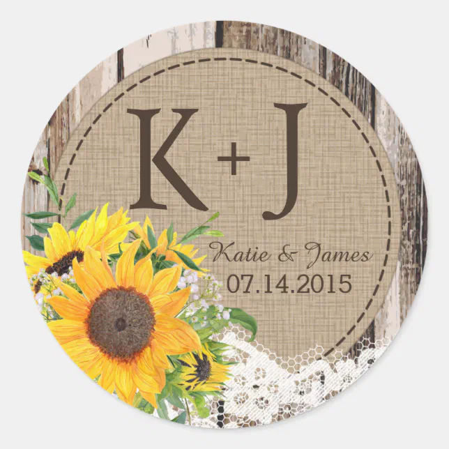 Rustic Sunflower Wedding Label | Zazzle