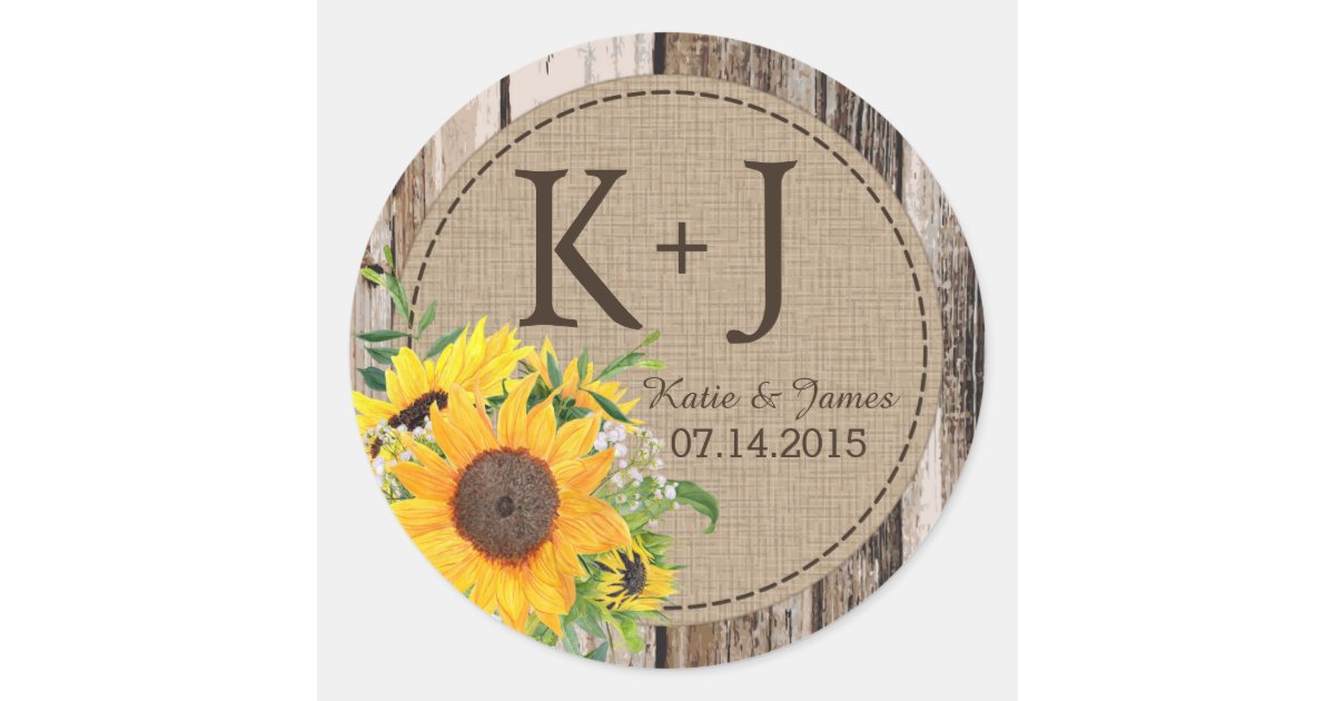 Rustic Sunflower Wedding Label | Zazzle