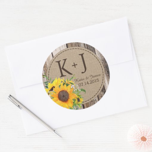 Rustic Sunflower Wedding Label | Zazzle