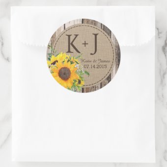 Rustic Sunflower Wedding Label | Zazzle