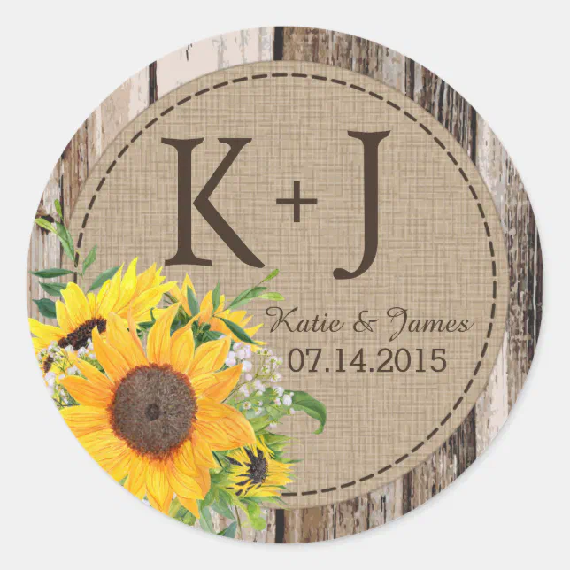 Rustic Sunflower Wedding Label | Zazzle