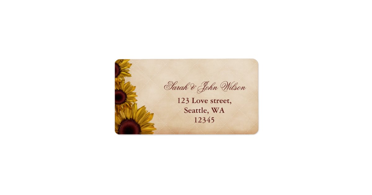 Rustic Sunflower Wedding Label | Zazzle