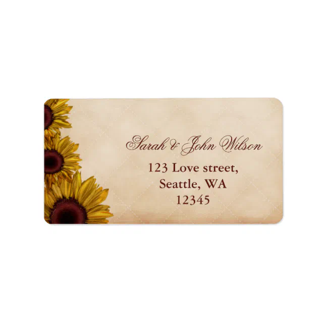 Rustic Sunflower Wedding Label | Zazzle