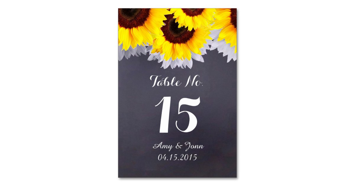 Rustic sunflower wedding table numbers sunflwr2 | Zazzle