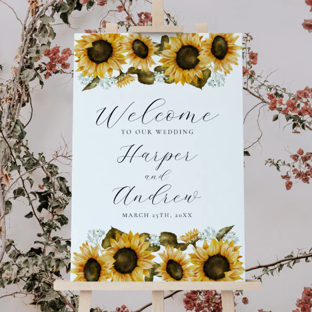 Rustic Sunflower Wedding Welcome Sign | Zazzle