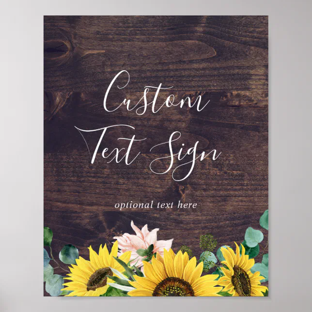 Rustic Sunflower | Wood Custom Text Sign | Zazzle