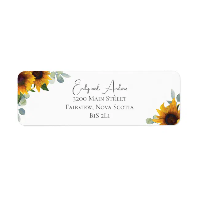 Rustic Sunflowers and Watercolor Greenery Wedding Label | Zazzle