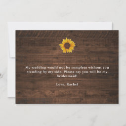 Rustic Sunflowers Bridesmaid Proposal Request Invitation | Zazzle