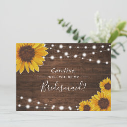 Rustic Sunflowers Bridesmaid Proposal Request Invitation | Zazzle