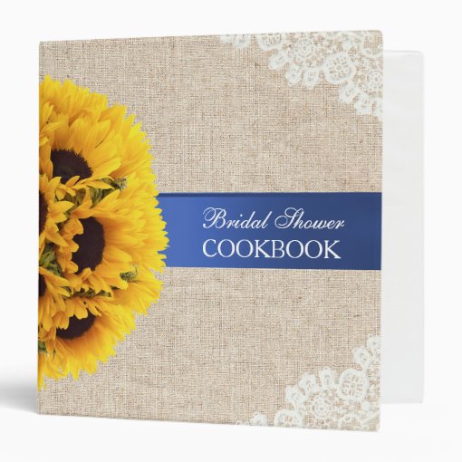 Rustic Sunflowers Burlap Bridal Shower Cookbook 3 Ring Binder | Zazzle
