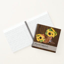Rustic Sunflowers Country Western BUCKET LIST Notebook | Zazzle