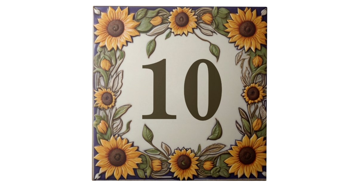 Rustic Sunflowers Custom House Number Plate Sign Ceramic Tile | Zazzle