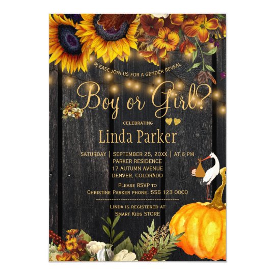Rustic sunflowers fall baby shower gender reveal invitation | Zazzle.com